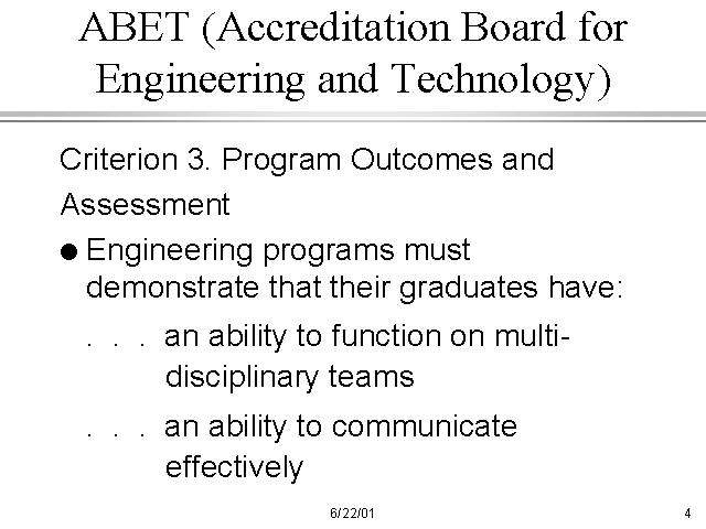 ABET (Accreditation Board for Engineering and Technology)
